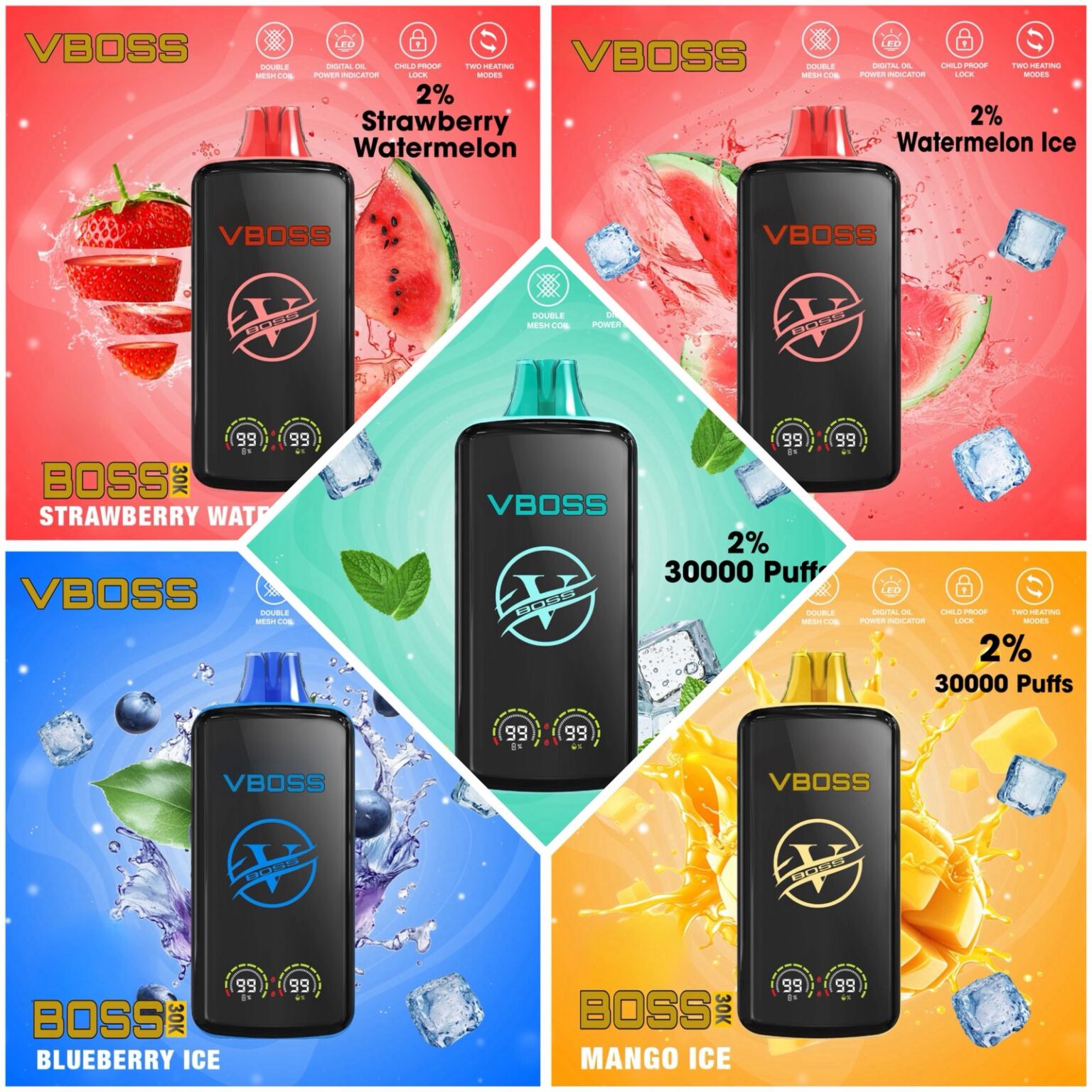BOSS 30K Strawberry Watermelon by VBOSS | Best Dubai Vape